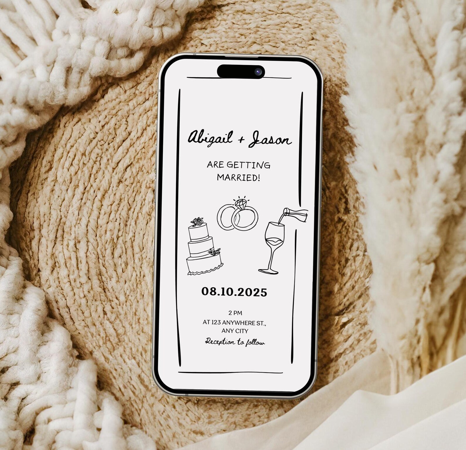 Doodle Wedding Invitation Doodles Hand Drawn Wedding Invitation Suite ...