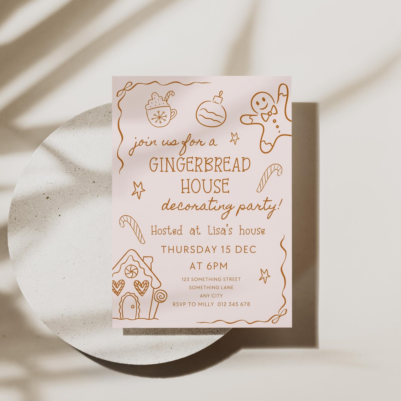 Editable Gingerbread House Decorating Party Invitation Christmas ...