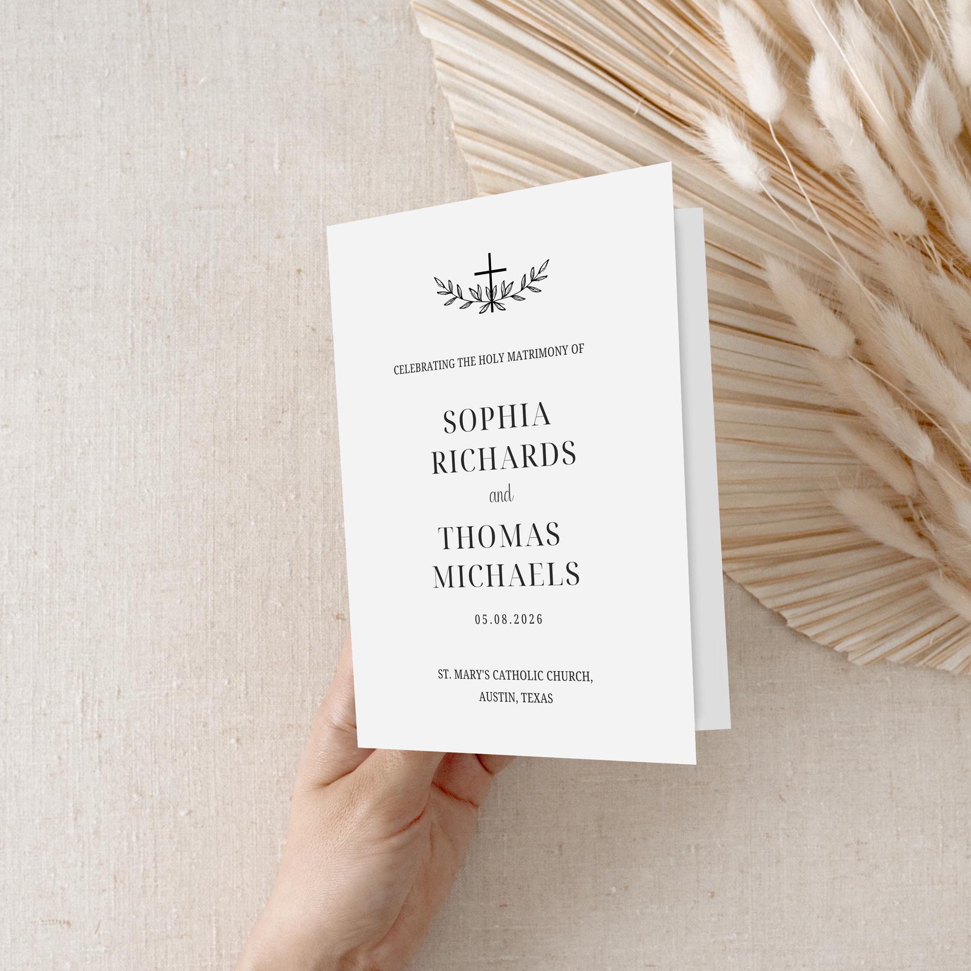 Catholic Wedding Program Template Church Program Ceremony Program ...