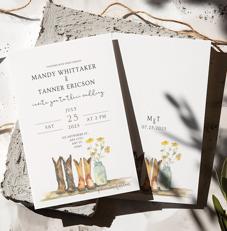 Country Wedding Invitation Country Wedding Invite Barn Wedding Cowboy ...