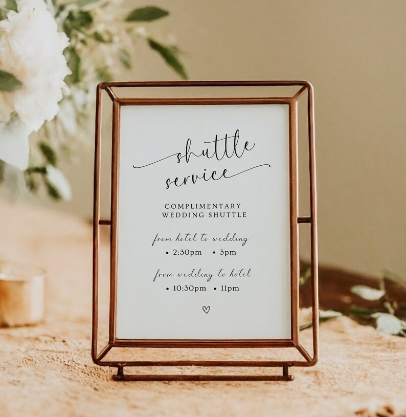 Wedding Shuttle Template Sign Editable Wedding Sign for Shuttle Service ...