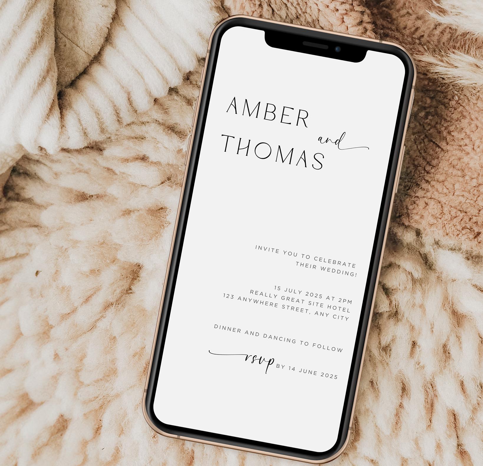 Digital Wedding Invitation Canva Template Modern Wedding Invitation ...