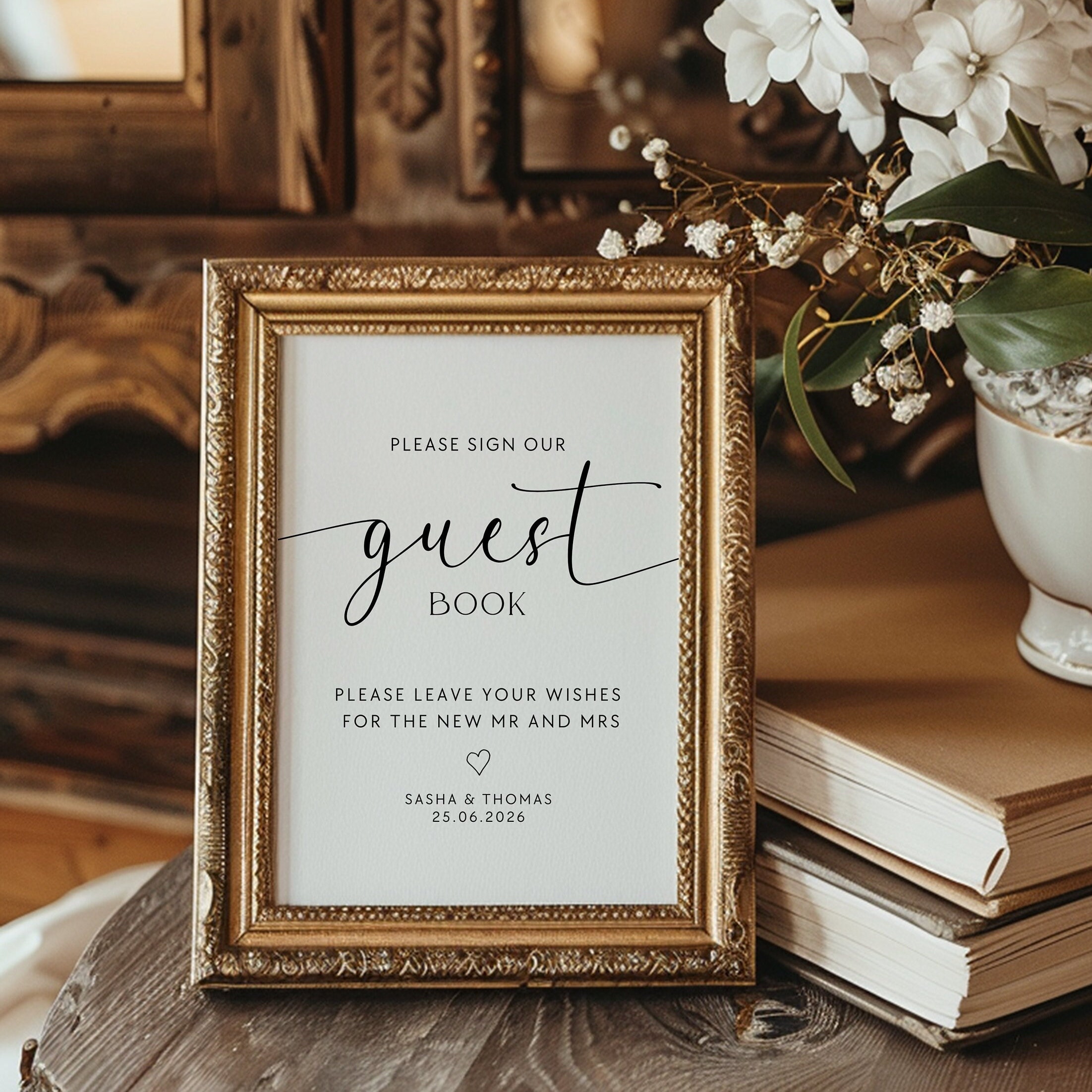 Minimalist Please Sign Our Guest Book Editable Guest Book Sign Modern ...