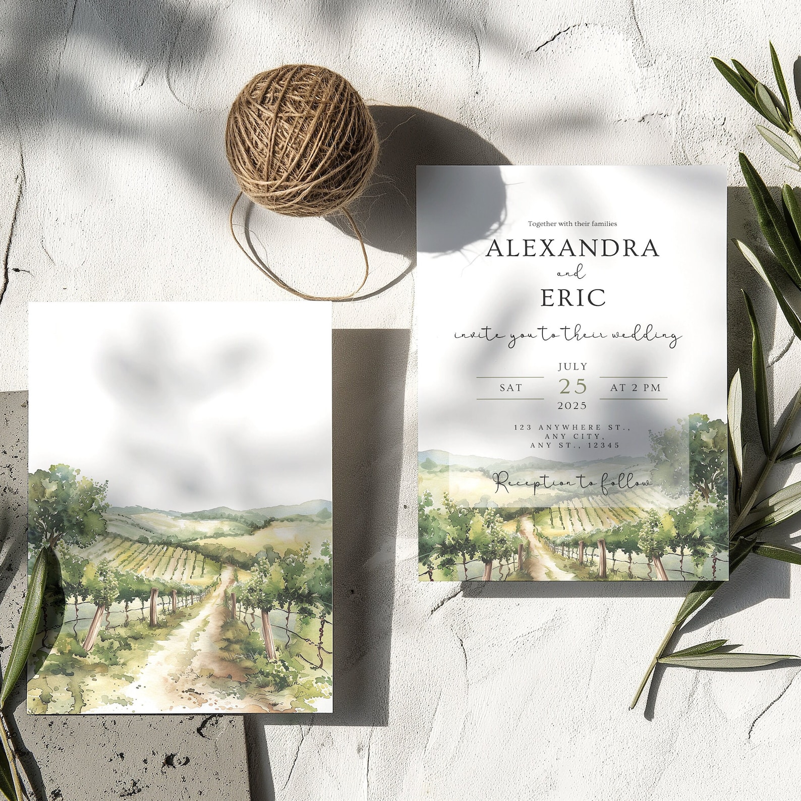 Vineyard Wedding Invitation Vineyard Wedding Invite Suite Winery ...