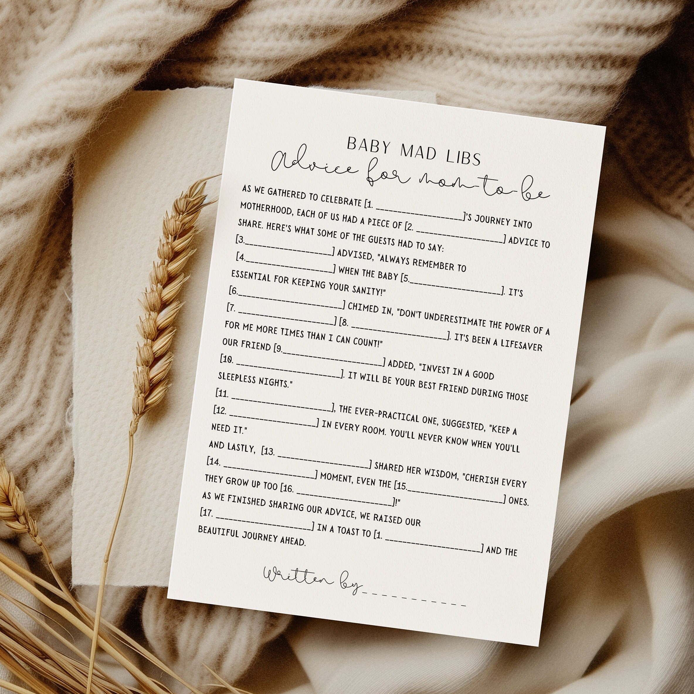 Fun Baby Shower Game Baby Mad Libs Editable Baby Shower Games ...