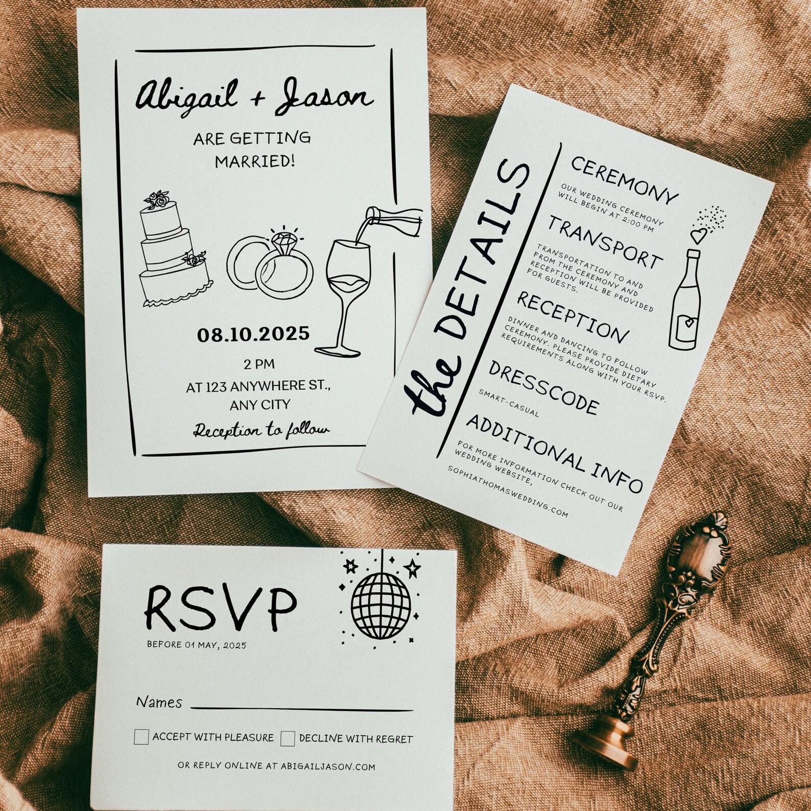 Doodle Wedding Invitation Doodles Hand Drawn Wedding Invitation Suite ...