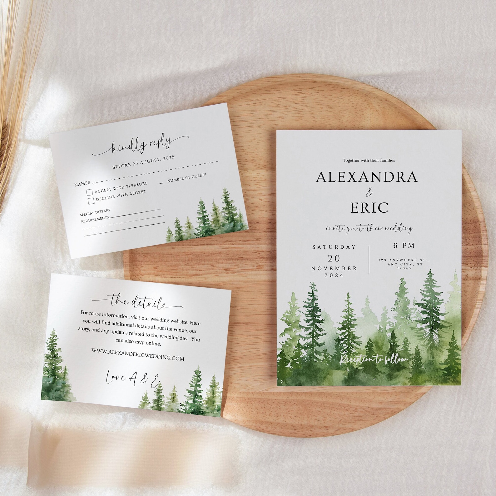 Forest Wedding Invitation Forest Invitation Woodland Wedding Green ...