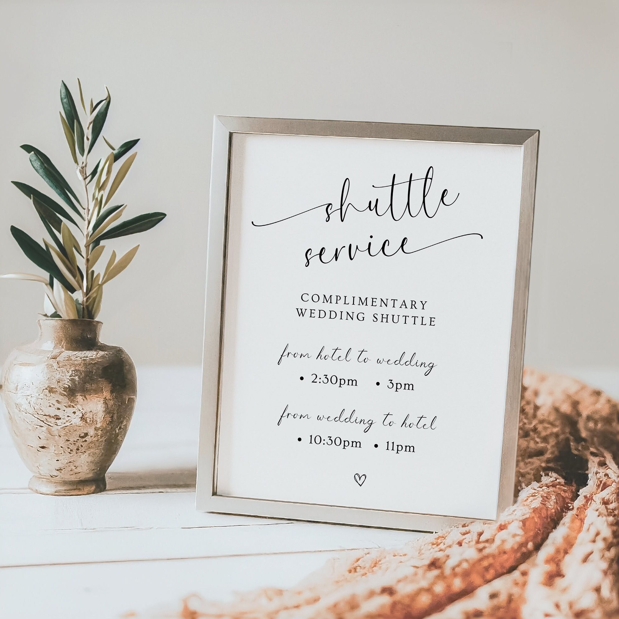 Wedding Shuttle Template Sign Editable Wedding Sign for Shuttle Service ...