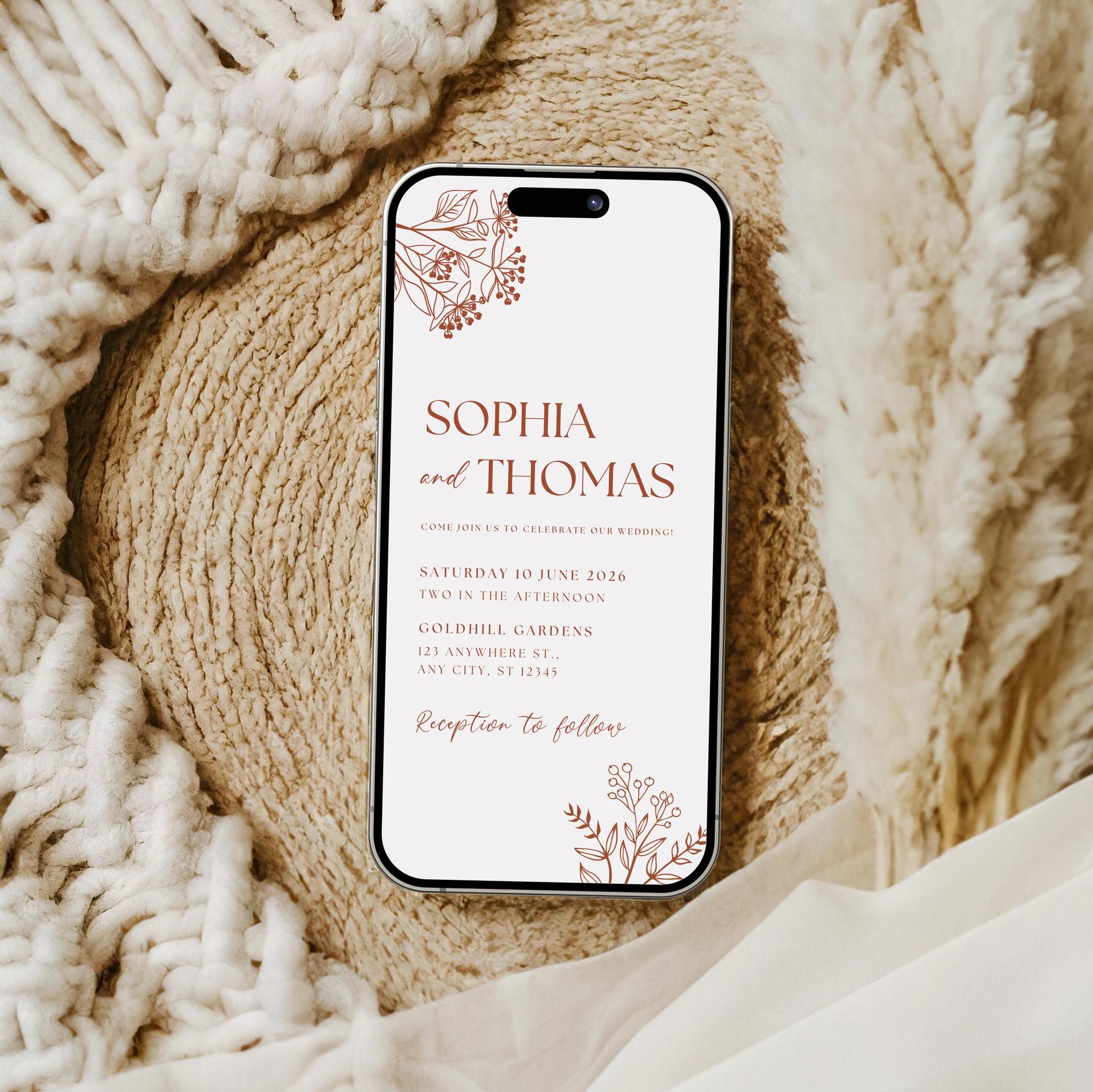 Fall Wedding Invitation Template Boho Wedding Invitation Fall Wedding ...