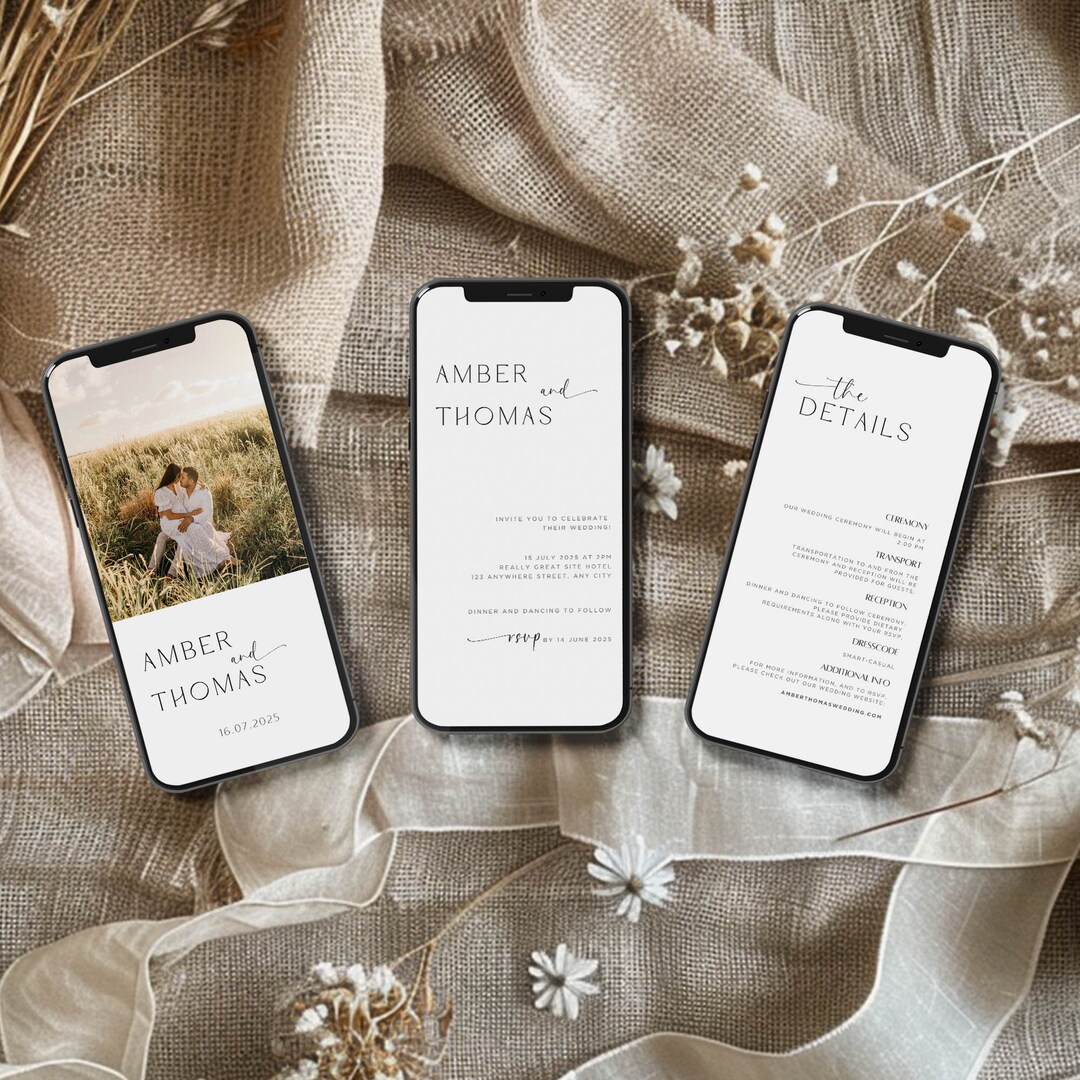 Digital Wedding Invitation Canva Template Modern Wedding Invitation ...