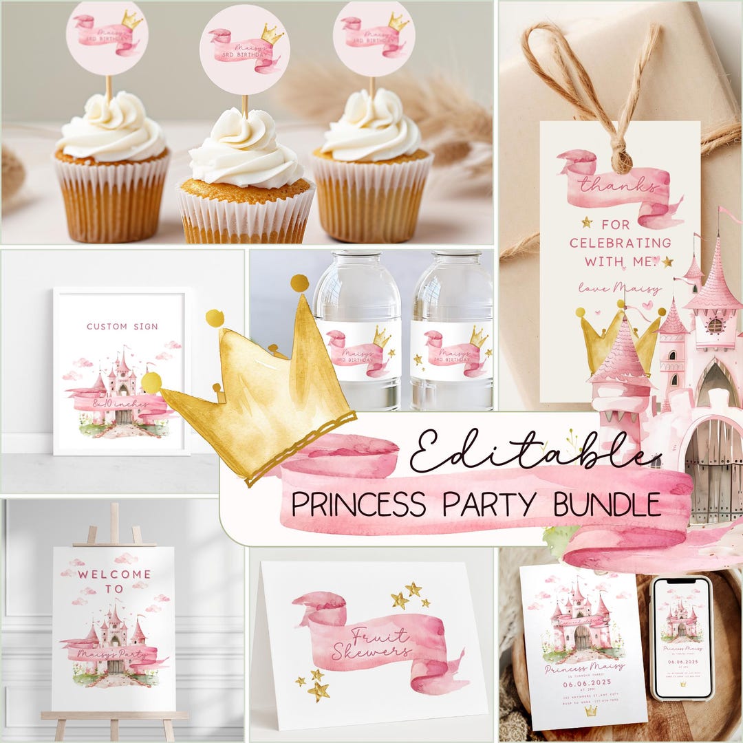 Princess Party Pack Princess Party Decorations Princess Party Bundle A ...