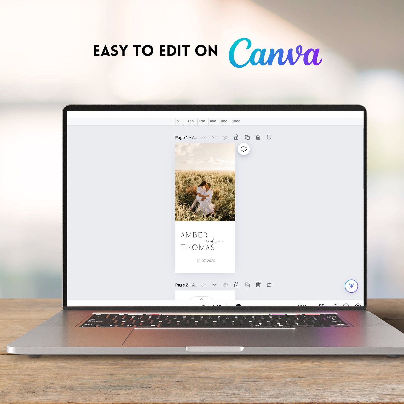 Digital Wedding Invitation Canva Template Modern Wedding Invitation ...