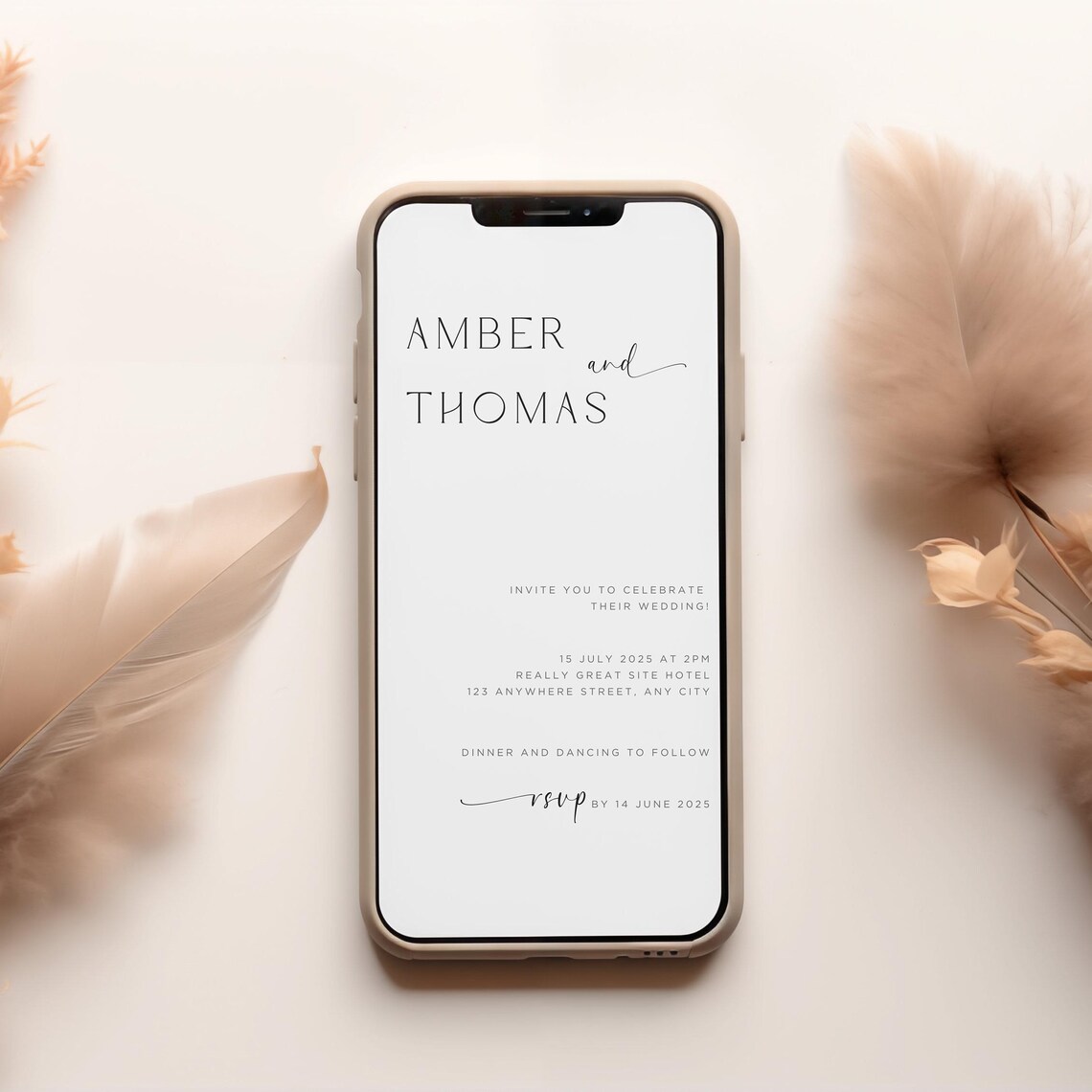 Digital Wedding Invitation Canva Template Modern Wedding Invitation ...