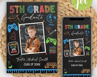 EDITABLE 5th Grade Graduation Announcement, Graduate Invitation ...