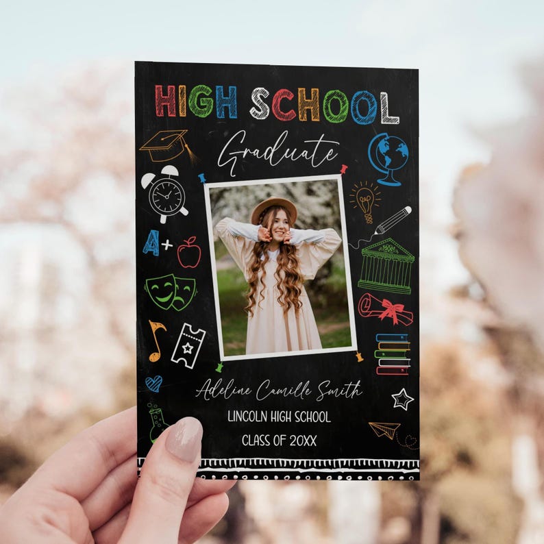 EDITABLE High School Graduation Announcement, Theater Kid Invitation ...