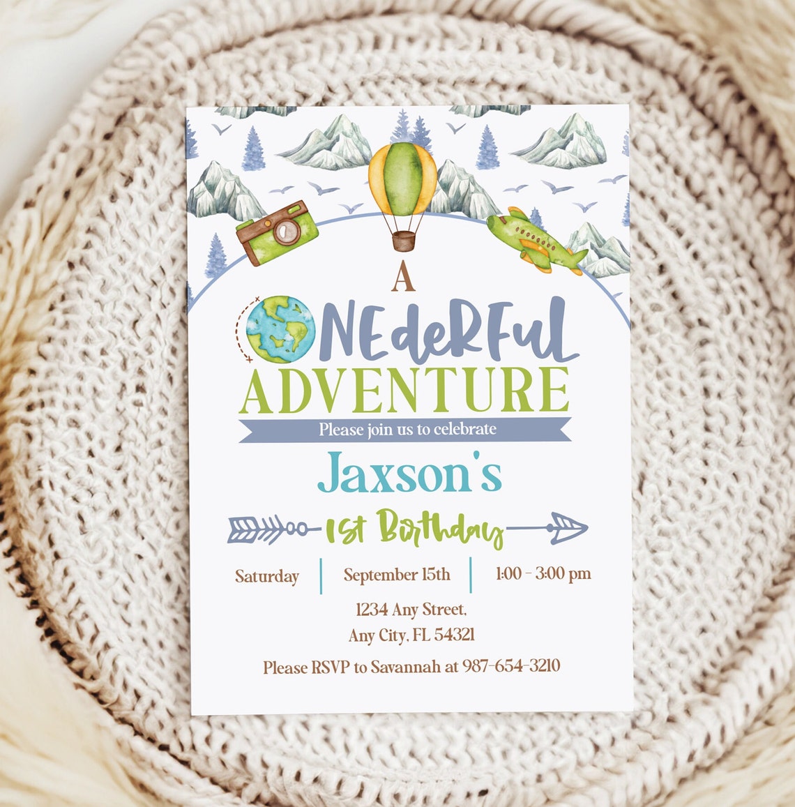 EDITABLE A Onederful Adventure Birthday Invitation Template, Wild ...