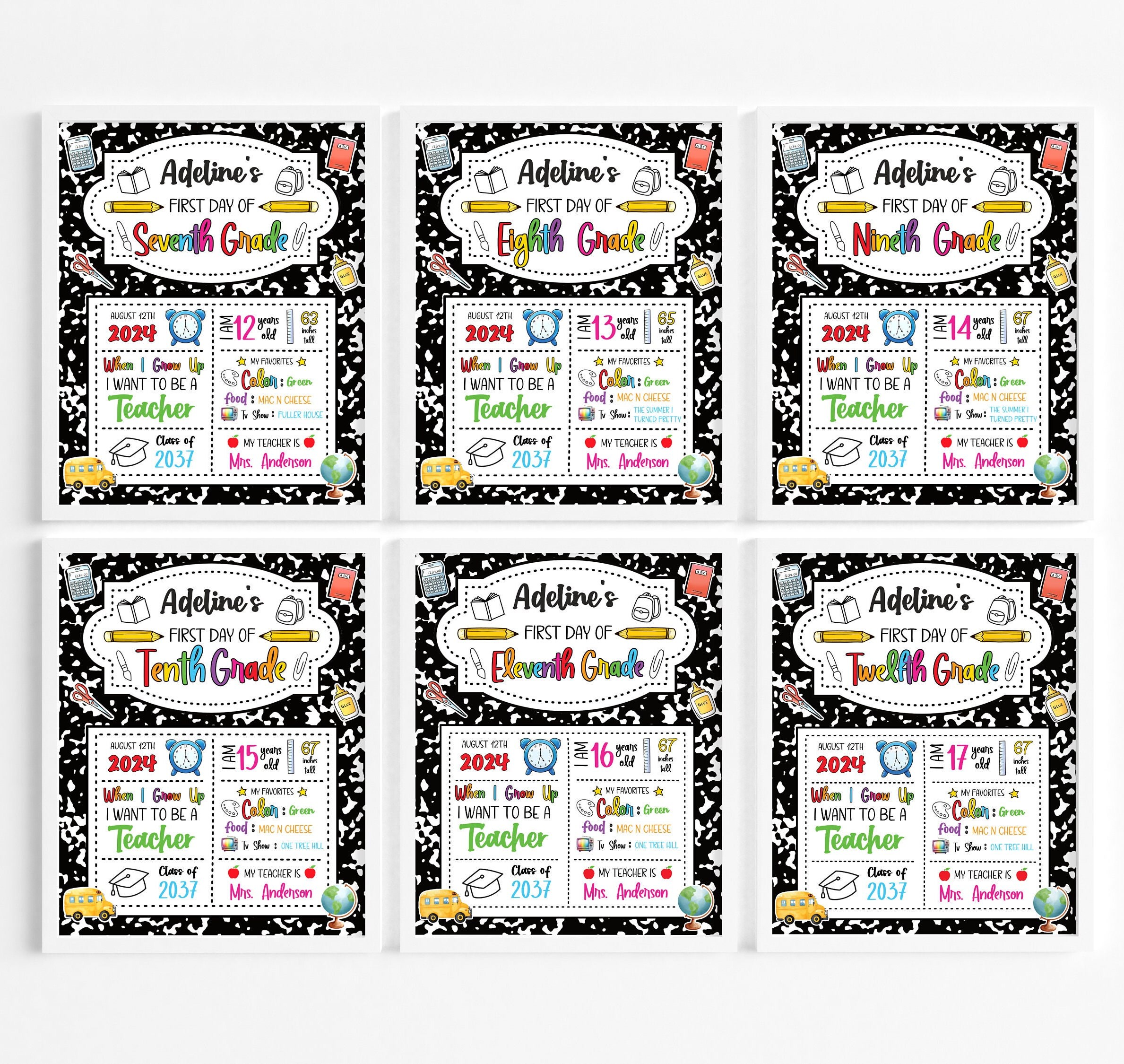 EDITABLE Composition Notebook First or Last Day of School Sign Template ...