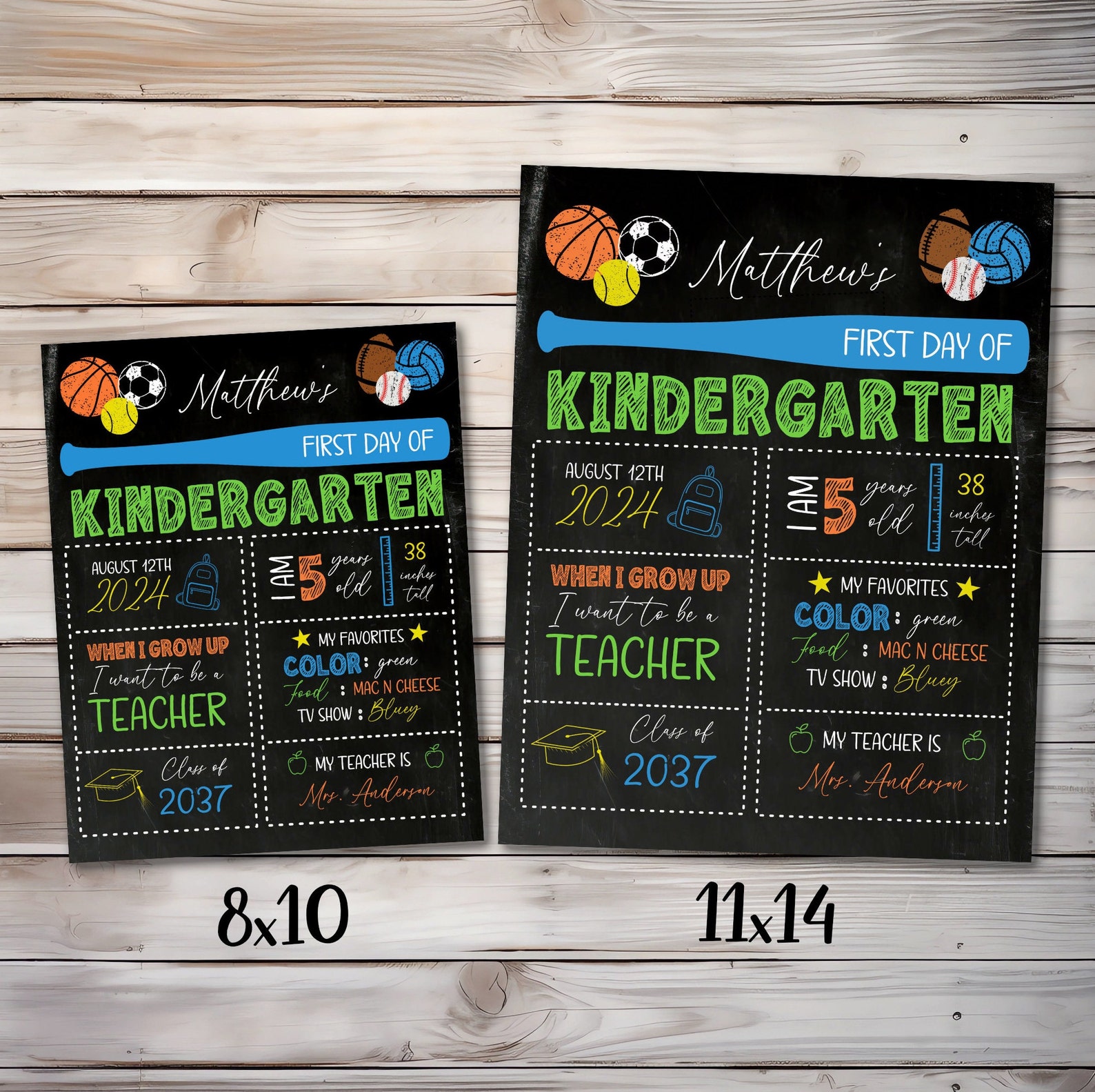EDITABLE Sports First Day of School Sign Template, Boy Back to School ...