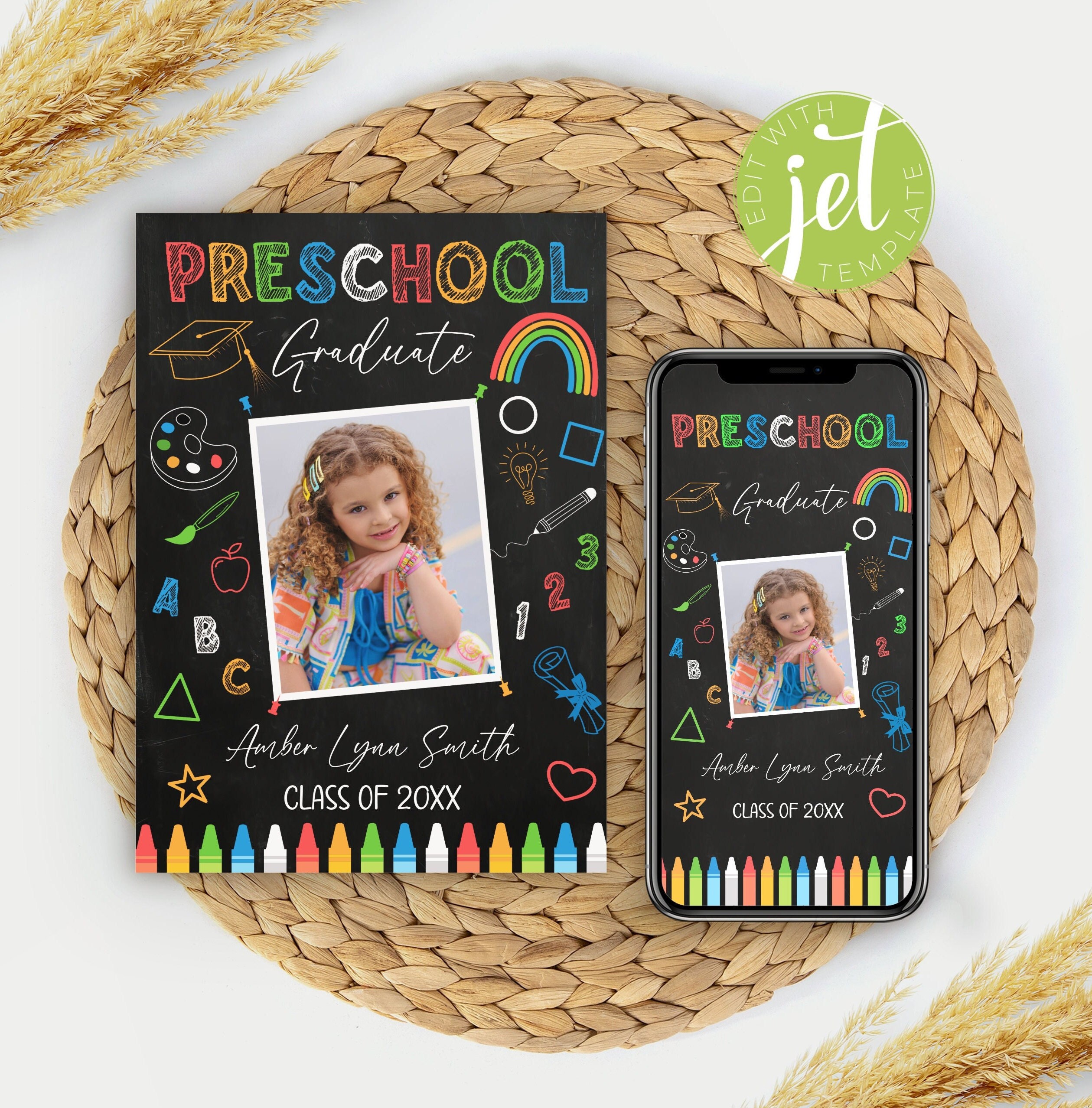EDITABLE Preschool Graduation Announcement, Graduate Invitation ...