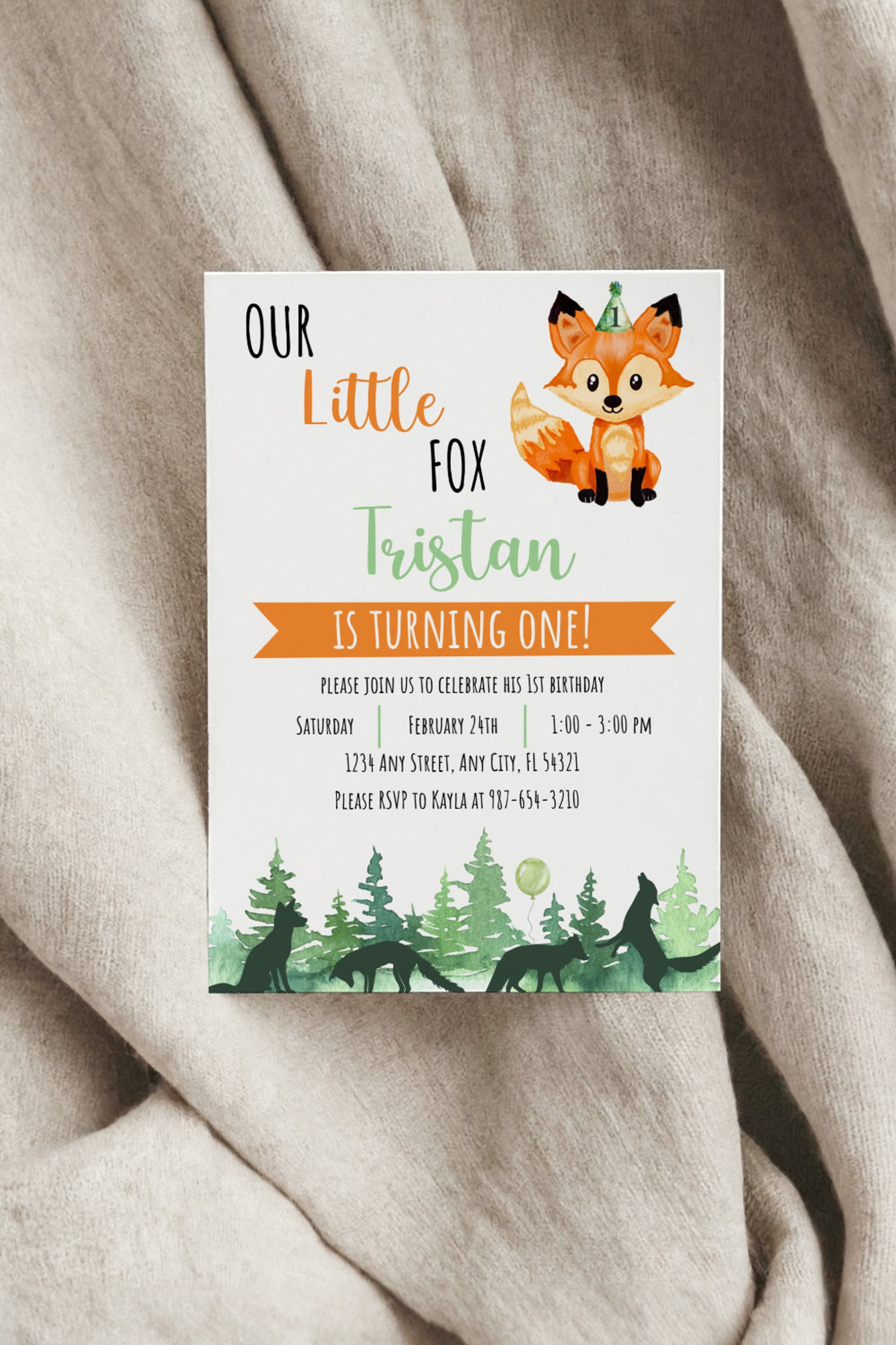 EDITABLE Fox Birthday Invitation, Woodland Birthday Party, Our Little ...