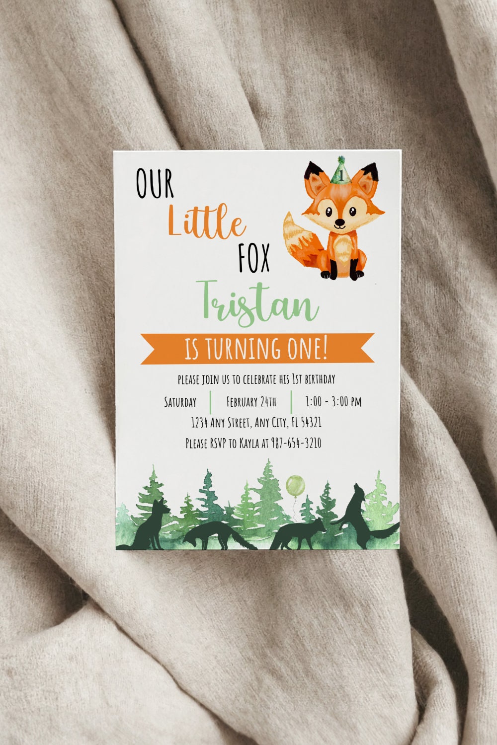 EDITABLE Fox Birthday Invitation, Woodland Birthday Party, Our Little ...