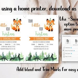 EDITABLE Fox Birthday Invitation, Woodland Birthday Party, Our Little ...