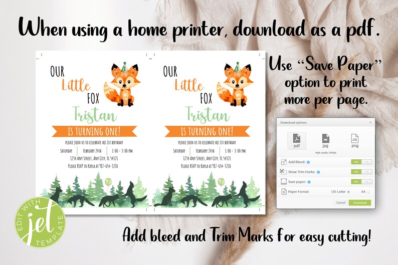 EDITABLE Fox Birthday Invitation, Woodland Birthday Party, Our Little ...