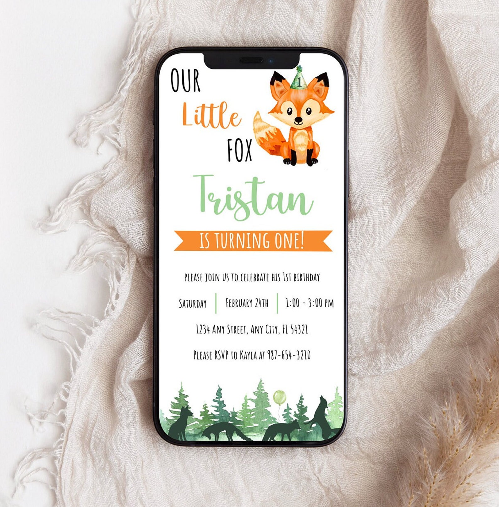 EDITABLE Fox Birthday Invitation, Woodland Birthday Party, Our Little ...