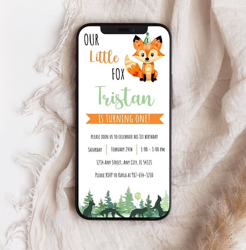 EDITABLE Fox Birthday Invitation, Woodland Birthday Party, Our Little ...