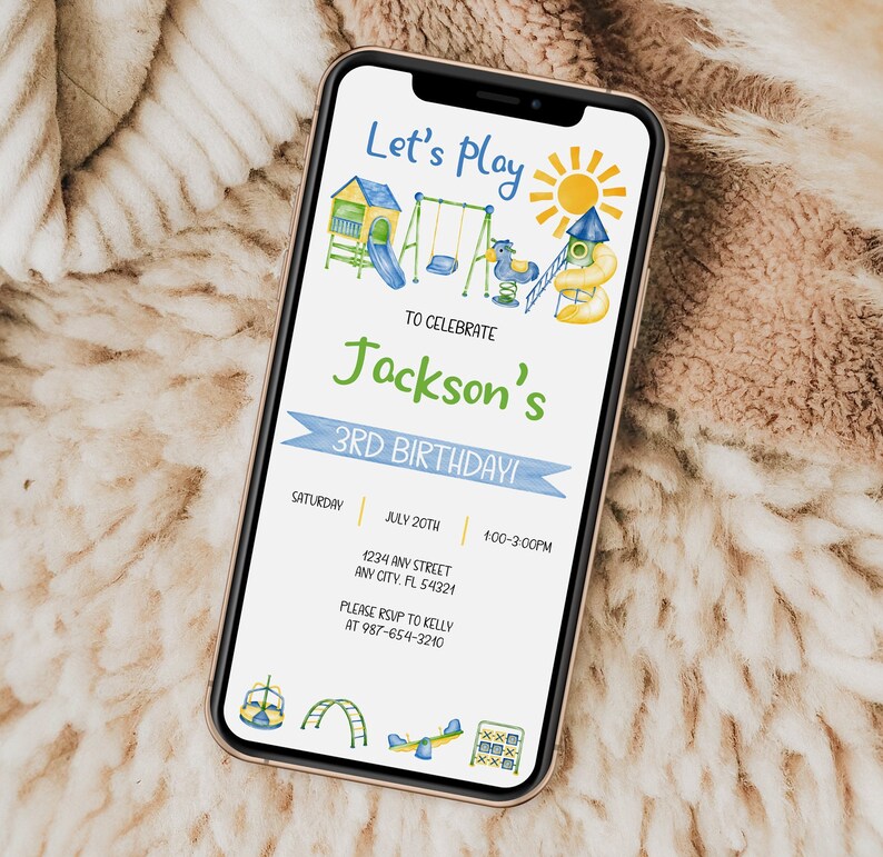 EDITABLE Playground Birthday Invitation Template, Any Age, Let's Play ...