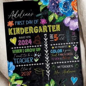 EDITABLE Floral First or Last Day of School Sign Template, Girl Back to ...