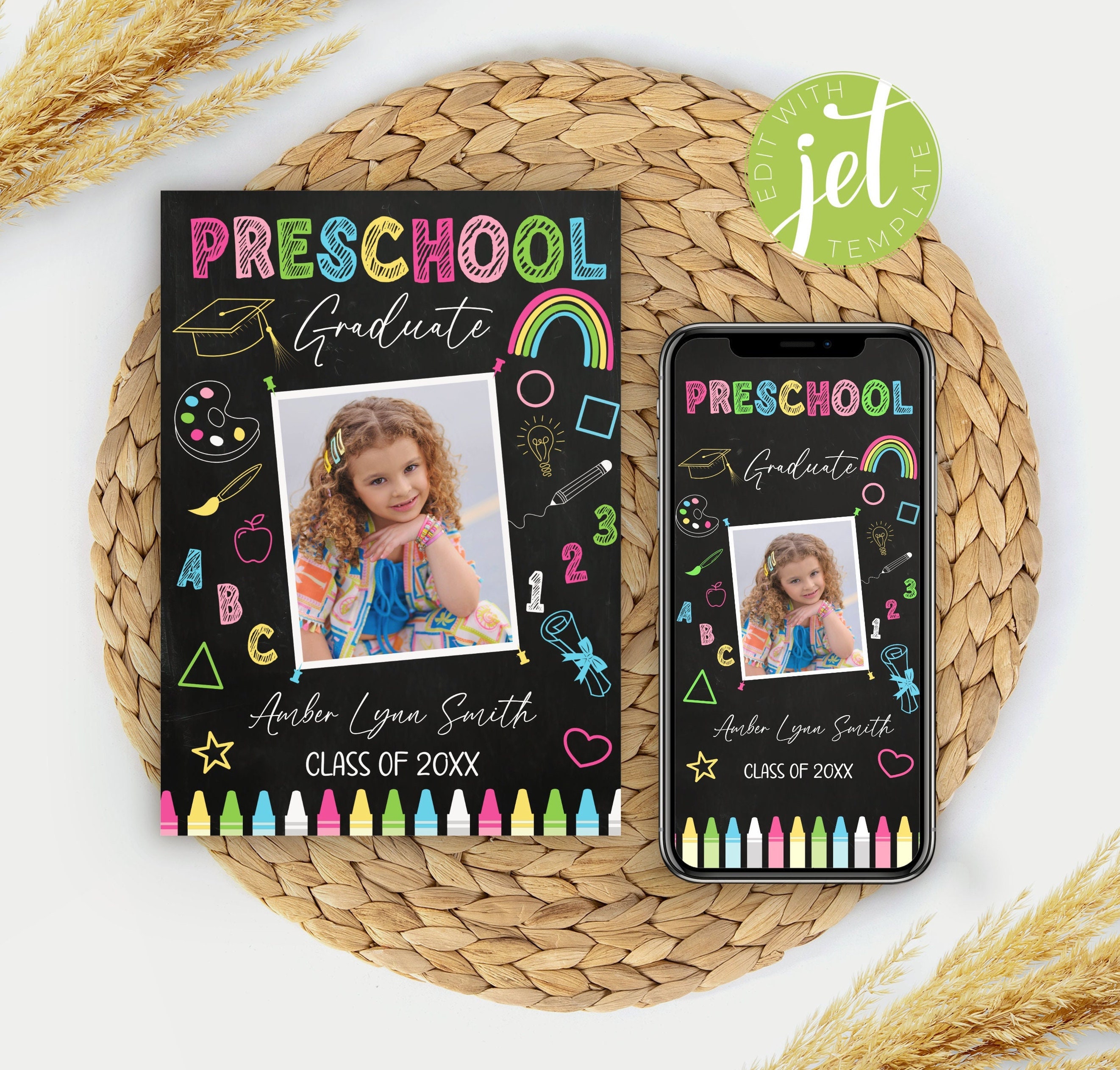 EDITABLE Preschool Graduation Announcement, Graduate Invitation ...