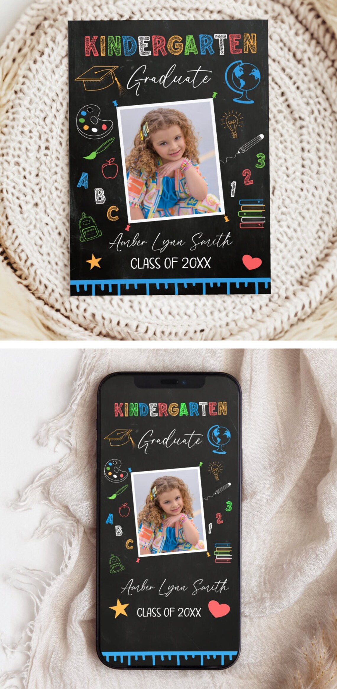 EDITABLE Kindergarten Graduation Announcement, Graduate Invitation ...