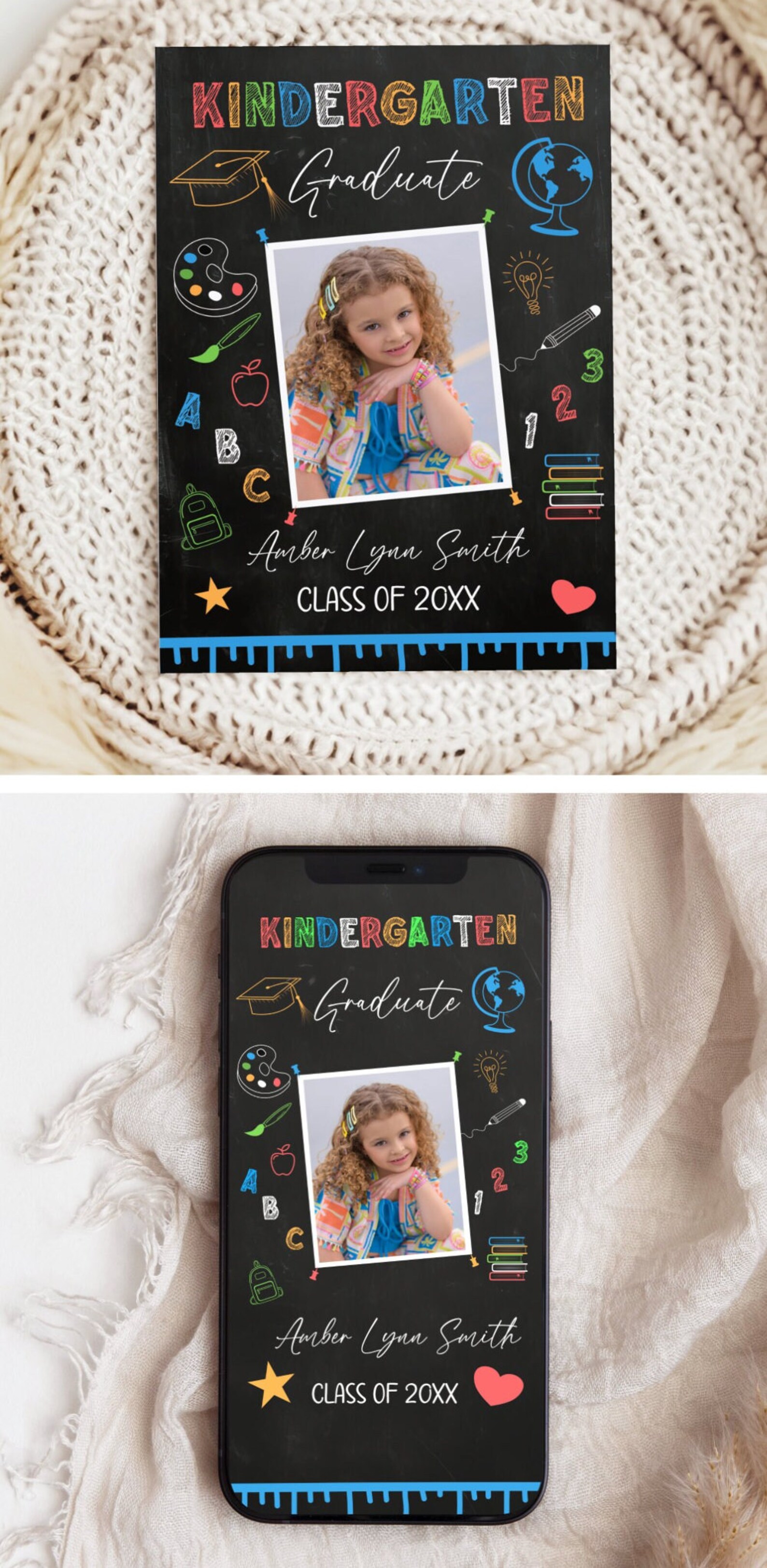 EDITABLE Kindergarten Graduation Announcement, Graduate Invitation ...