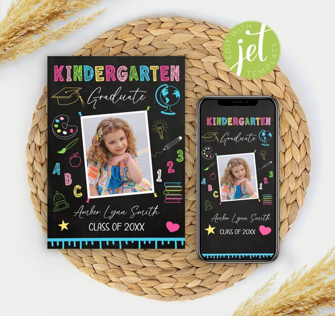 EDITABLE Kindergarten Graduation Announcement, Graduate Invitation ...