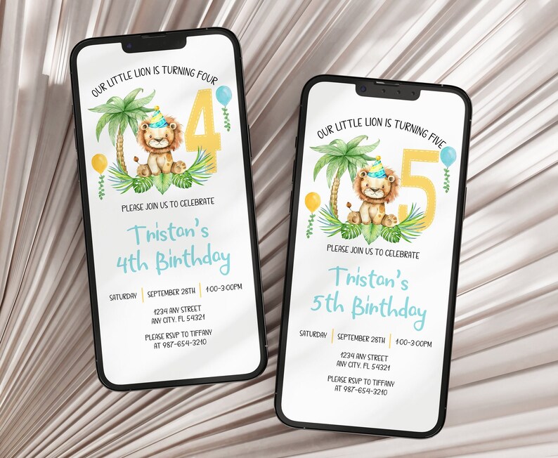 EDITABLE Lion Birthday Invitation Template, Ages 1-5, Safari Birthday ...