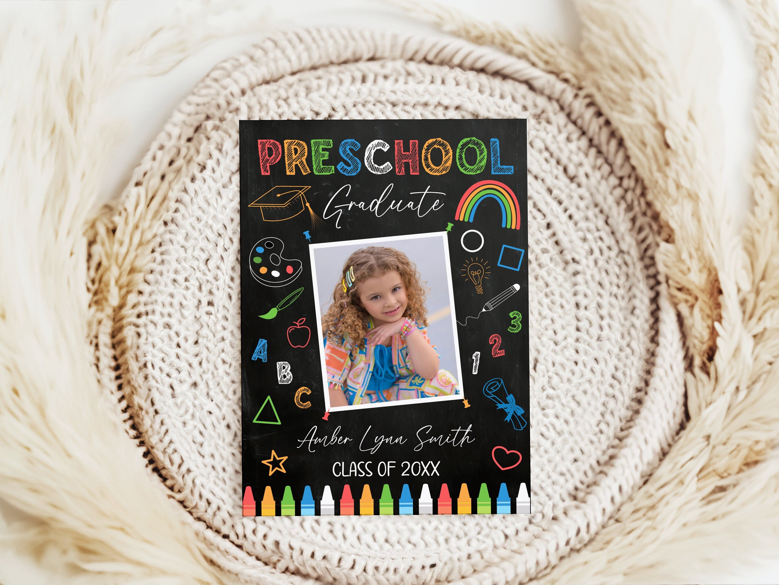 EDITABLE Preschool Graduation Announcement, Graduate Invitation ...