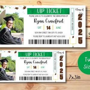 EDITABLE Football Graduation Photo Ticket Invitation Template, High ...