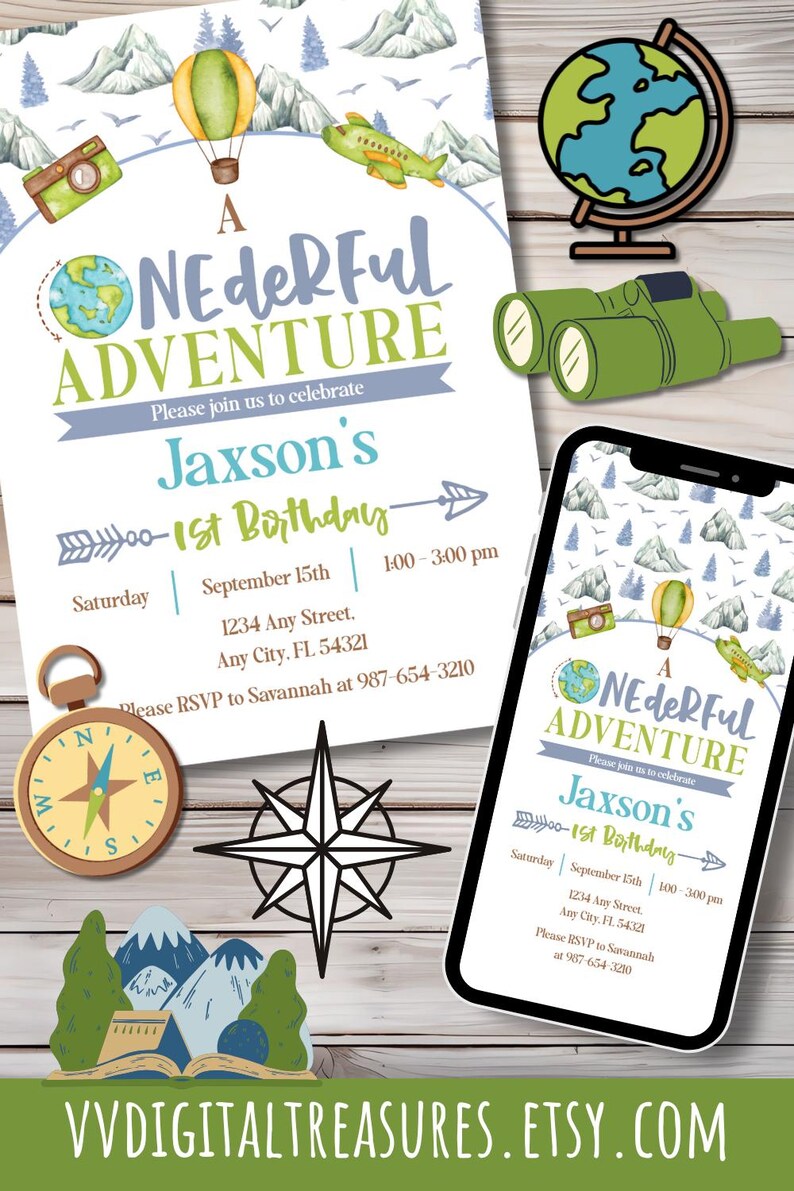 EDITABLE A Onederful Adventure Birthday Invitation Template, Wild ...