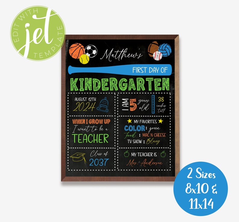 EDITABLE Sports First Day of School Sign Template, Boy Back to School ...