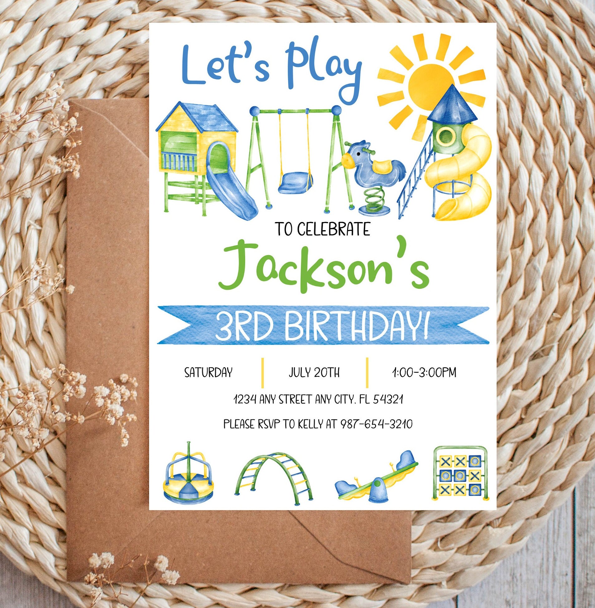 EDITABLE Playground Birthday Invitation Template, Any Age, Let's Play ...