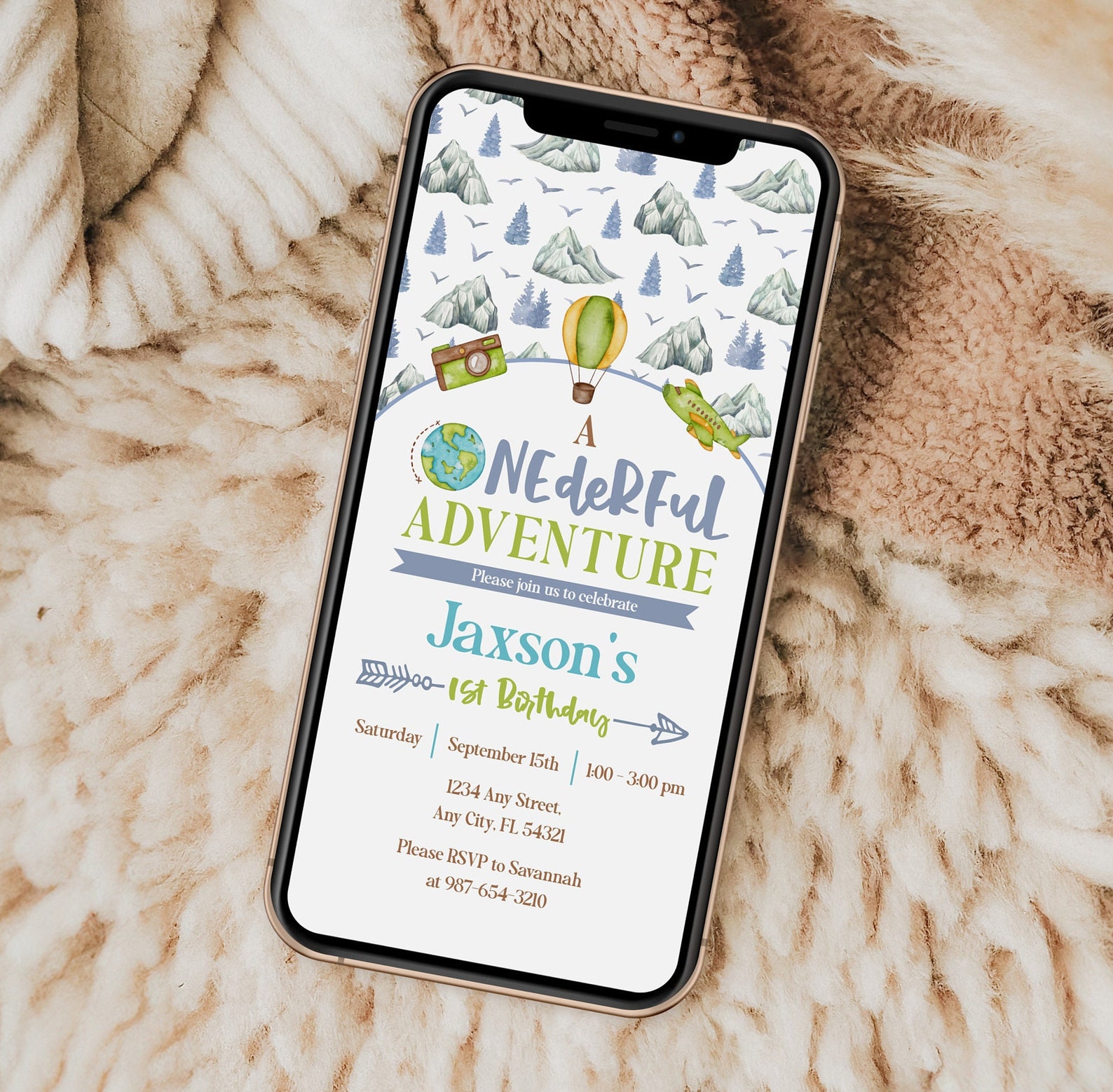 EDITABLE A Onederful Adventure Birthday Invitation Template, Wild ...