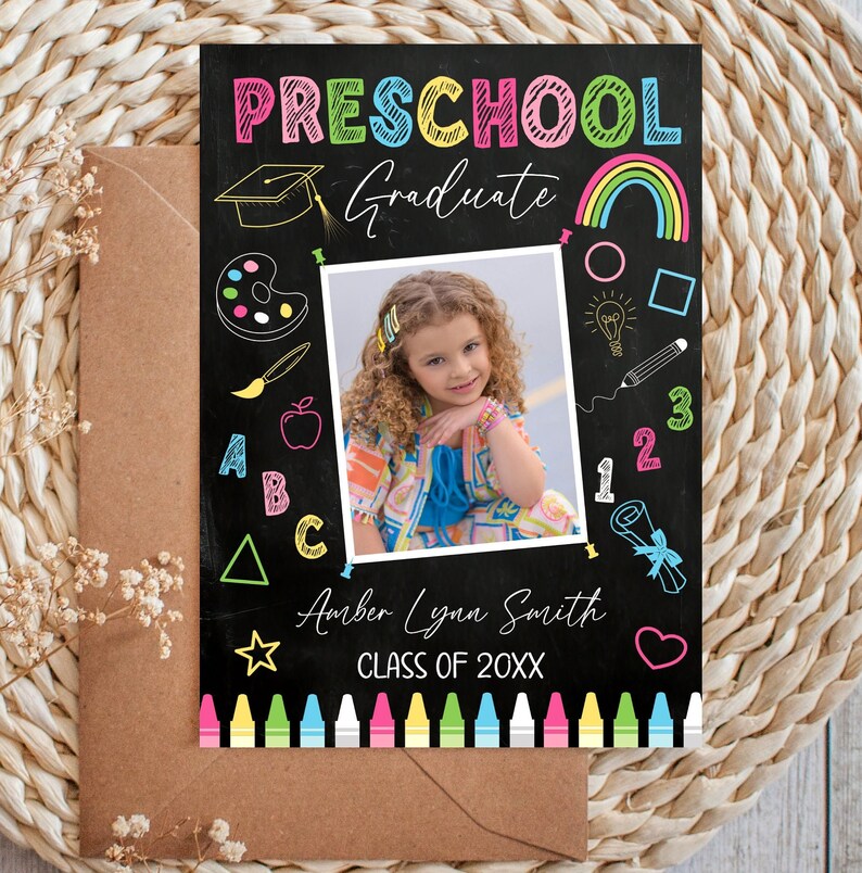 EDITABLE Preschool Graduation Announcement, Graduate Invitation ...