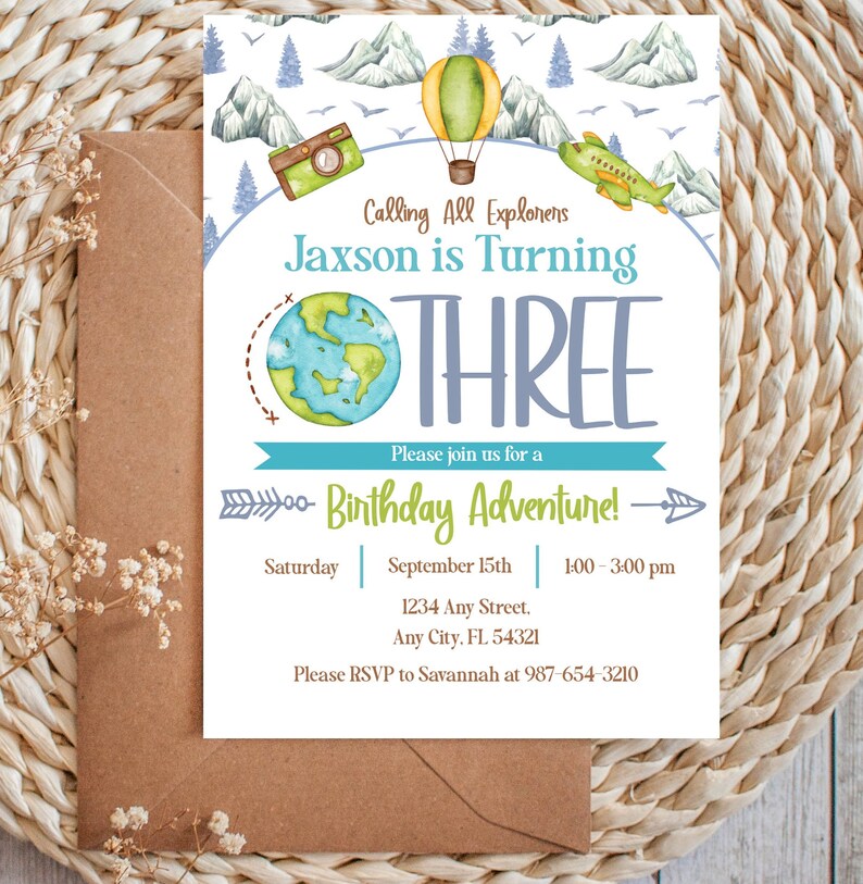 EDITABLE Adventure Explorer Birthday Invitation Template, Any Age, Wild ...