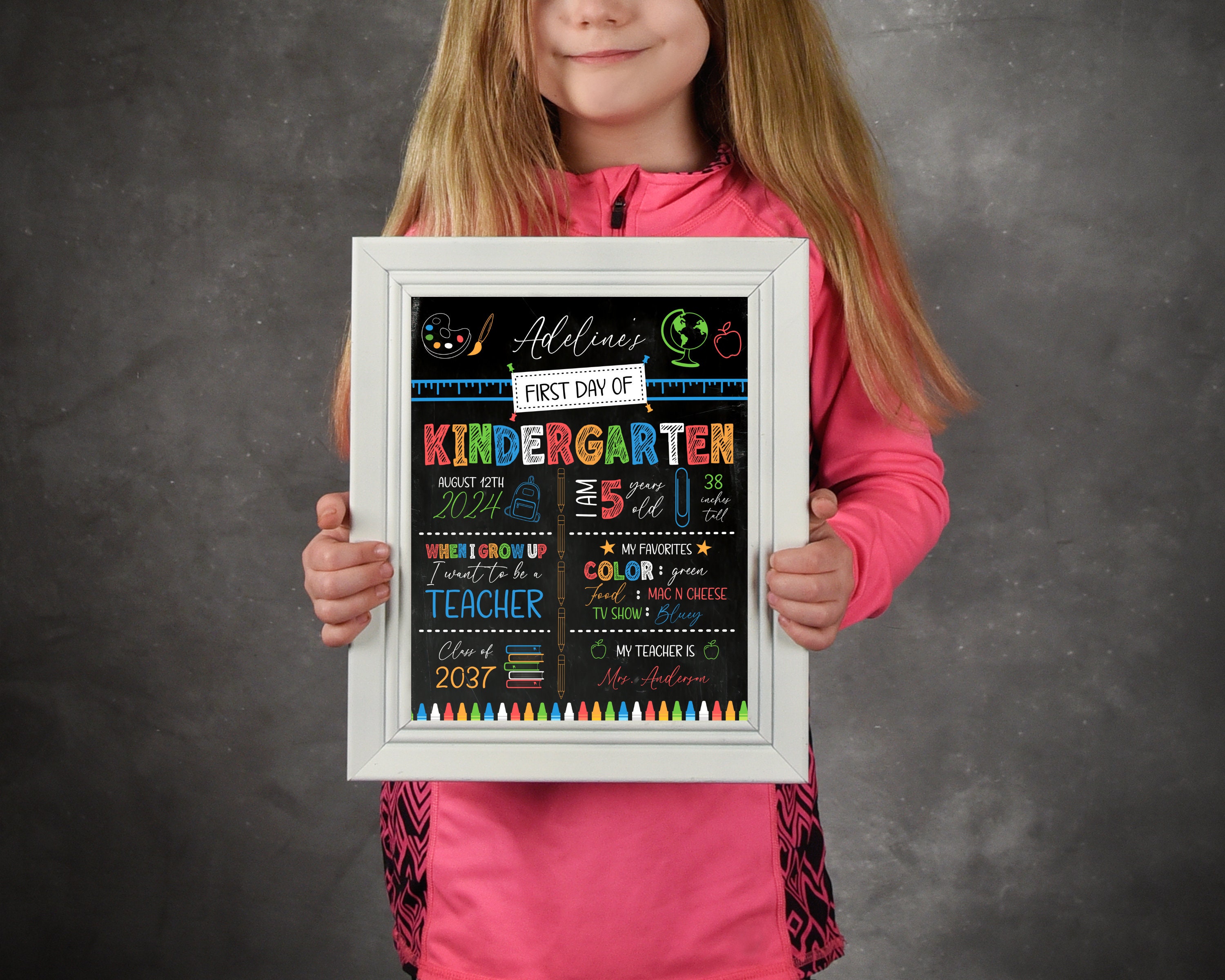 EDITABLE Colorful Chalkboard First or Last Day of School Sign Template ...
