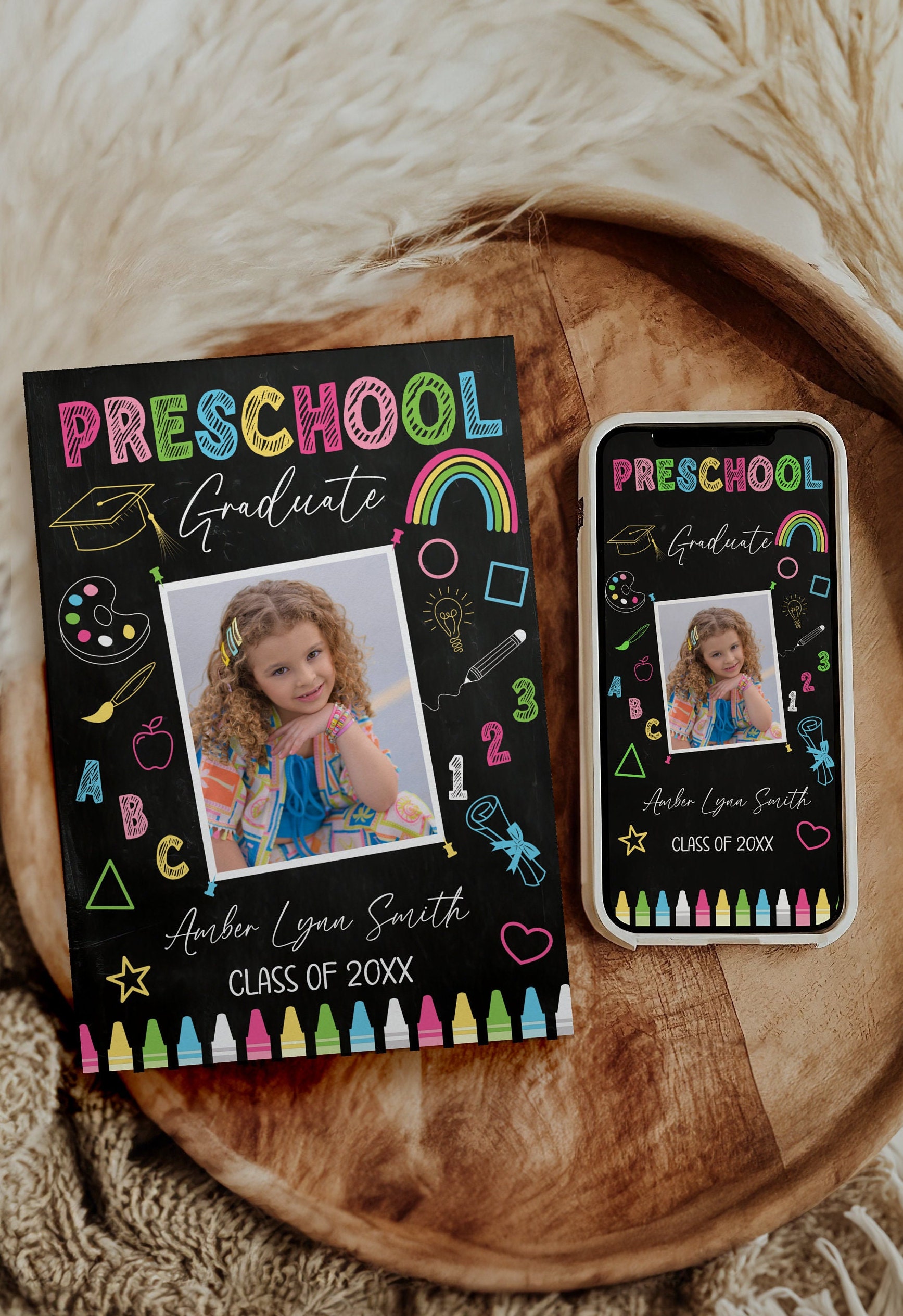 EDITABLE Preschool Graduation Announcement, Graduate Invitation ...