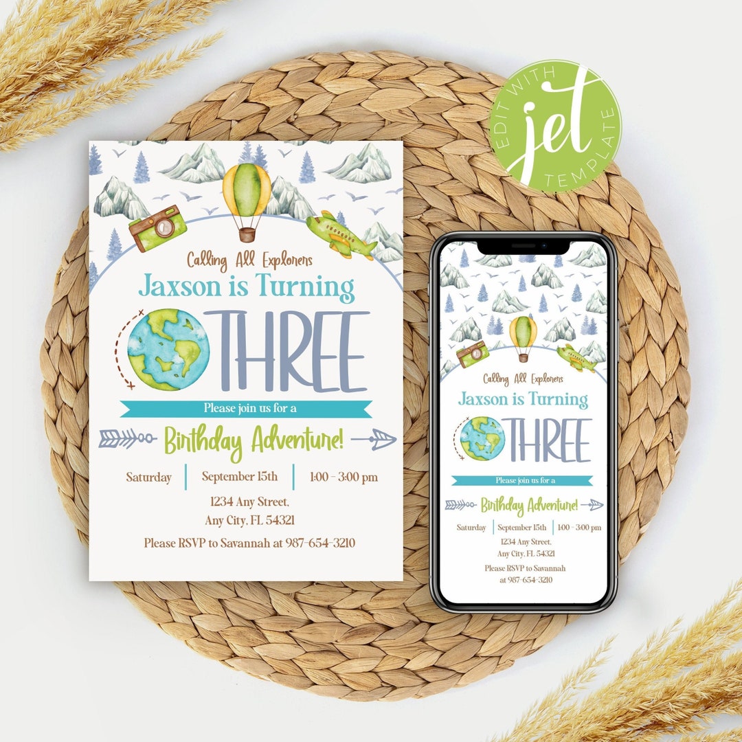 EDITABLE Adventure Explorer Birthday Invitation Template, Any Age, Wild ...