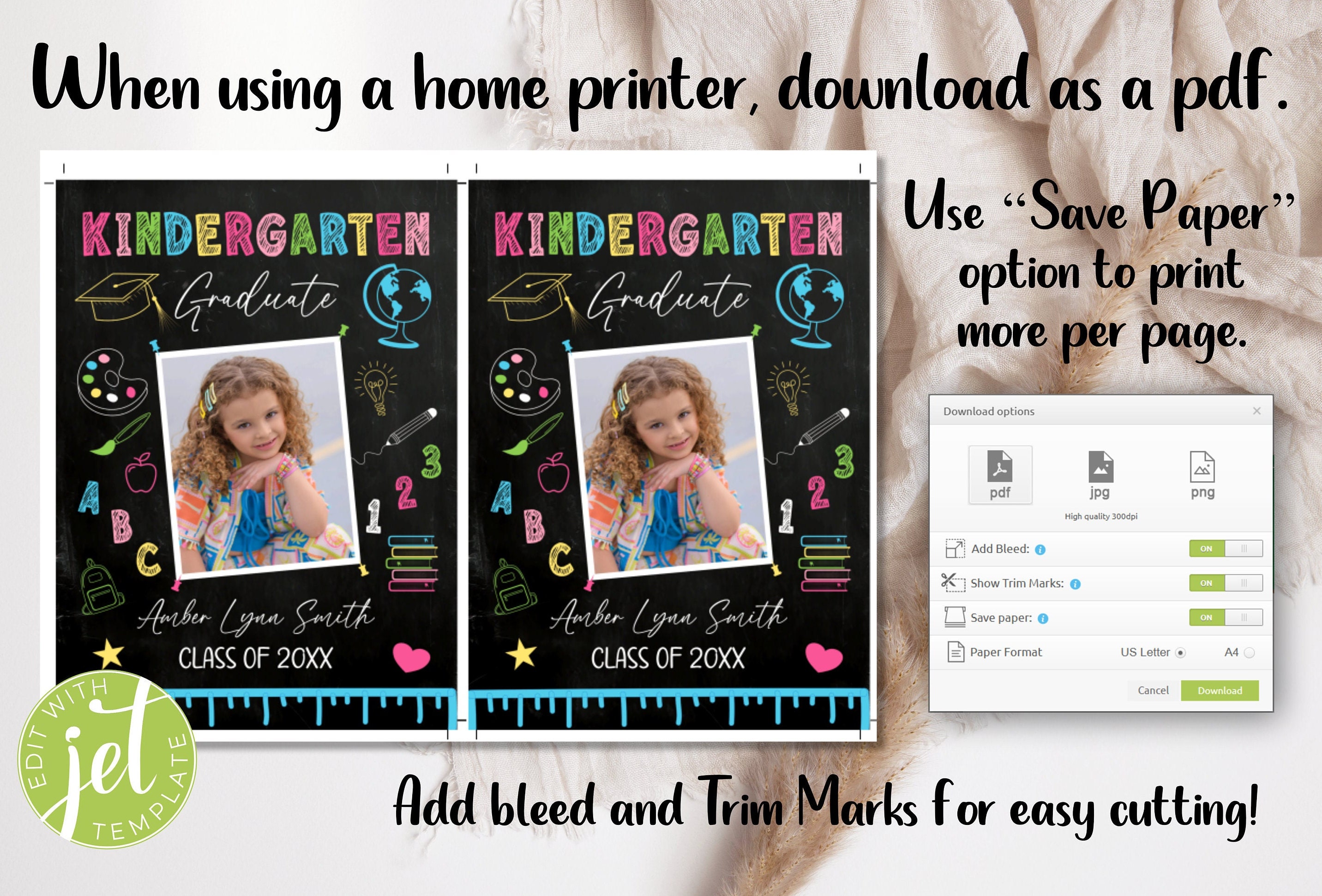 EDITABLE Kindergarten Graduation Announcement, Graduate Invitation ...