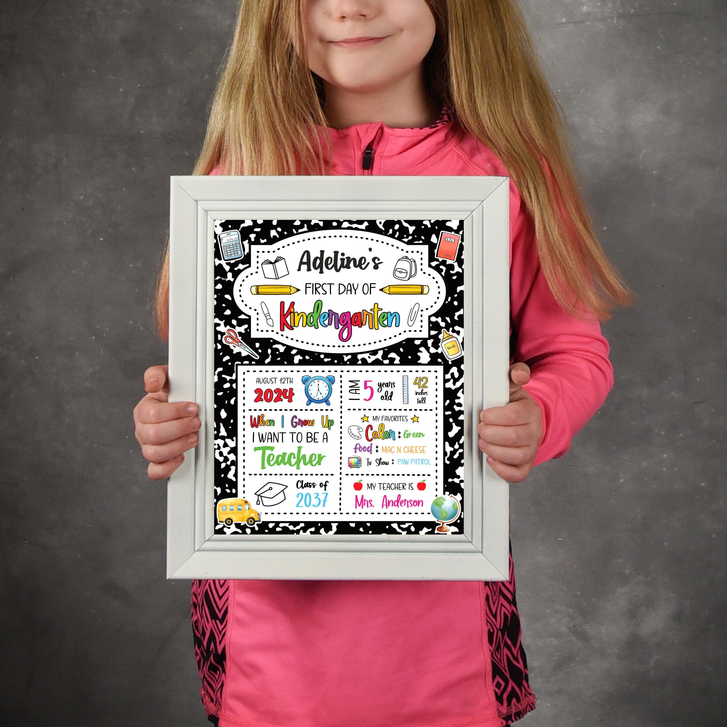 EDITABLE Composition Notebook First or Last Day of School Sign Template ...