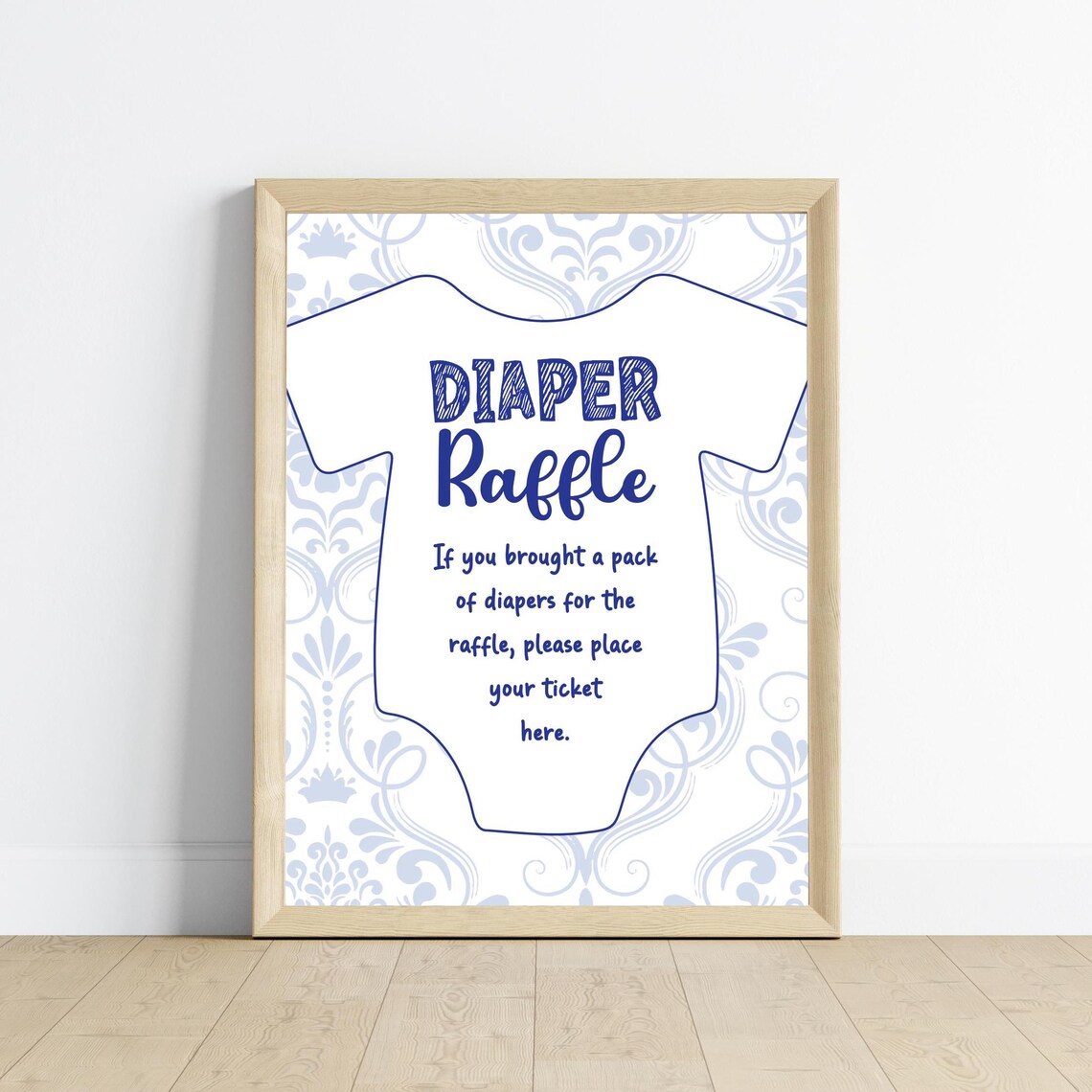 EDITABLE Blue Toile Baby Shower Invitation Template, Onesie Baby Shower ...